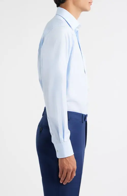 David Donahue Trim Fit Super Fine Twill Dress Shirt - Sky