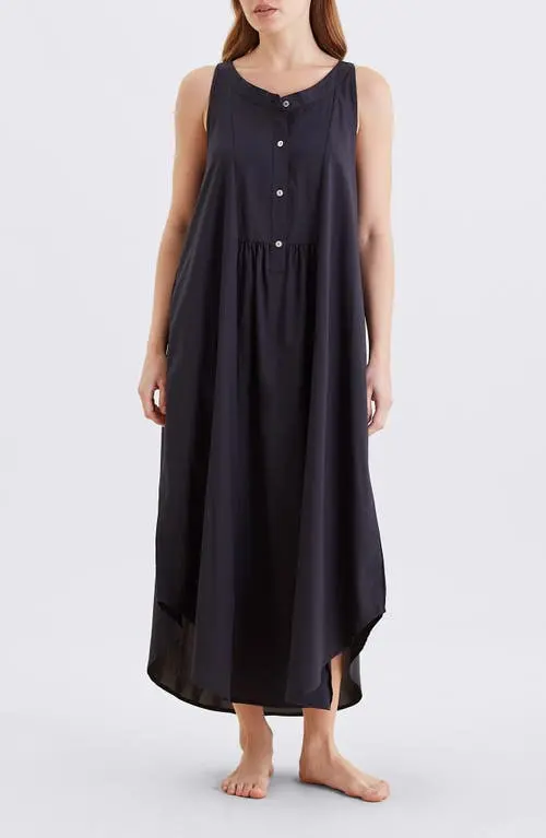 PAPINELLE Madison Button-up Maxi Nightgown - Black