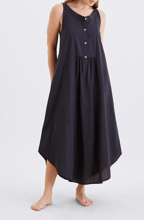 PAPINELLE Madison Button-up Maxi Nightgown - Black