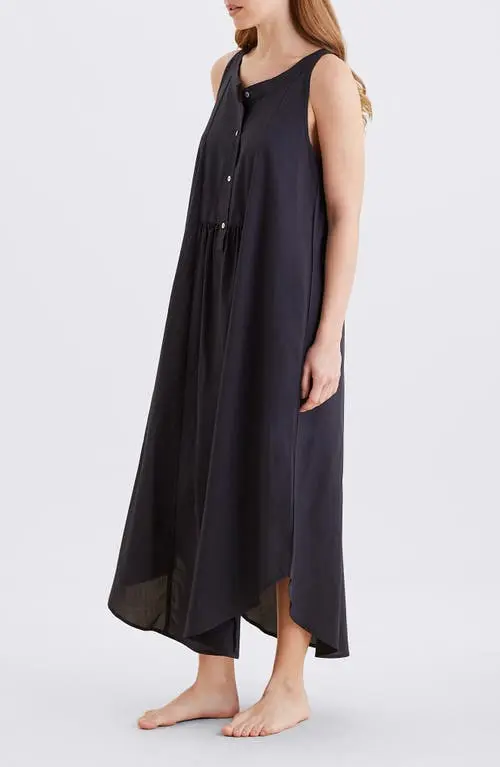 PAPINELLE Madison Button-up Maxi Nightgown - Black