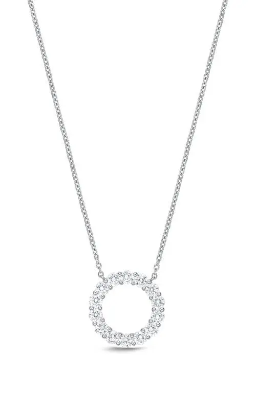 Memoire Diamond Circle Pendant Necklace - White Gold