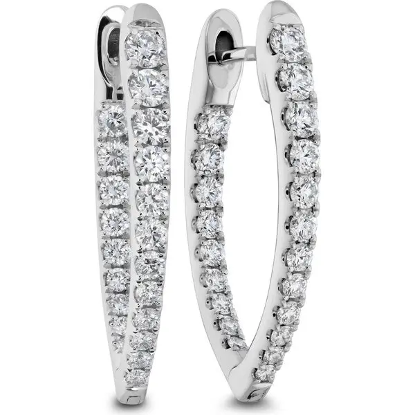 Memoire Imperial Diamond Inside Out Hoop Earrings - White Gold