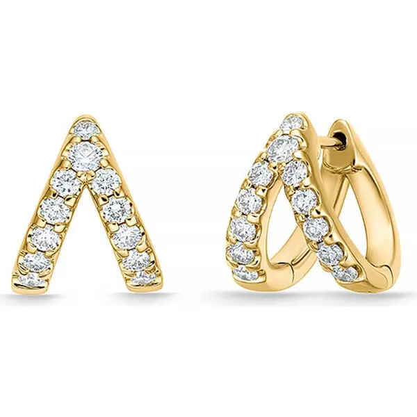 Memoire Odessa Diamond Huggie Hoop Earrings - Yellow Gold