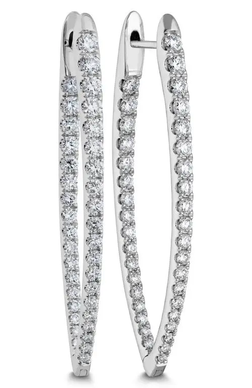 Memoire Imperial Diamond Hoop Earrings - White Gold