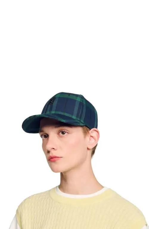 Sandro Checked Cap - Green/blue