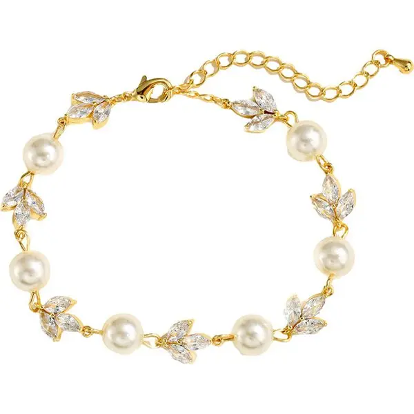 UNTAMED PETALS Pearl And Crystal Bracelet - Gold