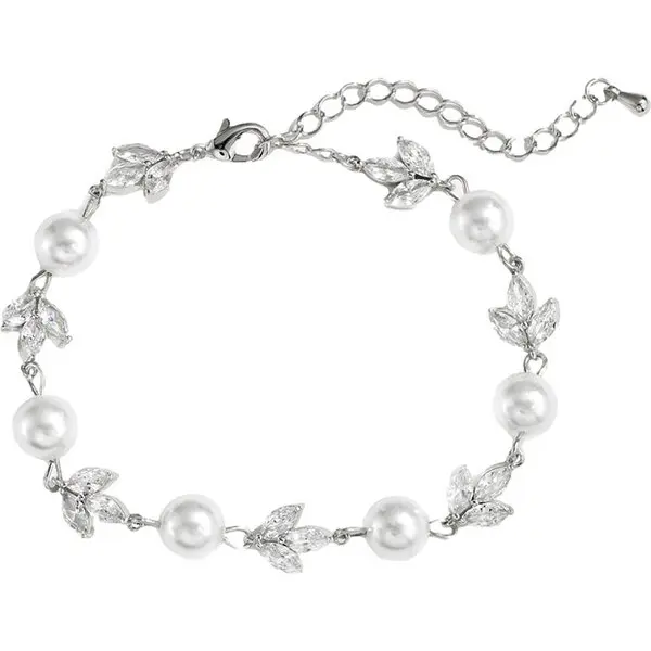 UNTAMED PETALS Pearl And Crystal Bracelet - Silver