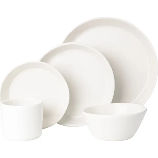 HAAND Skali Coupe Dinnerware Set - Matte White 5 Piece