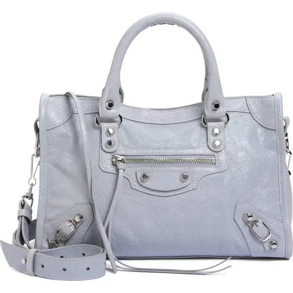 Balenciaga Small Le City Lambskin Leather Handbag - 1210 Light Grey