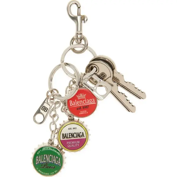 Balenciaga Bottle Caps Key Chain - 8184 Silver/multicolor