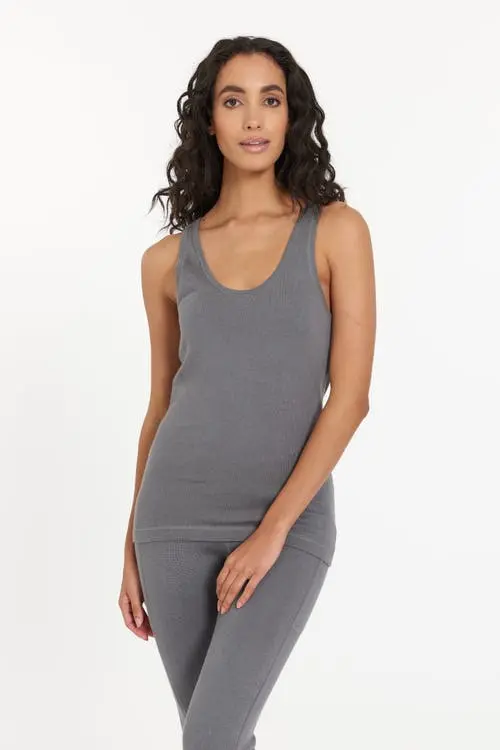 LEIMERE U-neck Tank - Granite Grey