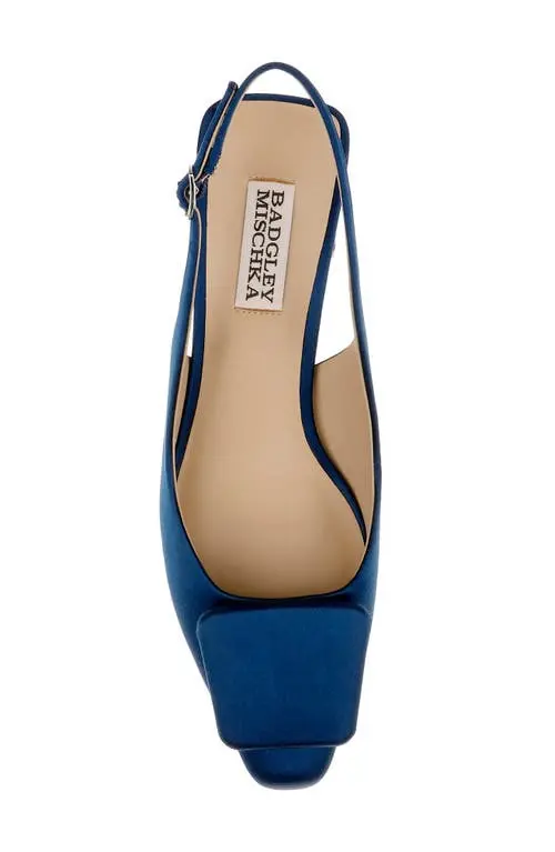 Badgley Mischka Gracen Slingback Pump - Navy Satin
