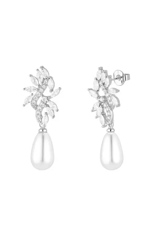 UNTAMED PETALS Crystal Drop Earrings - Silver