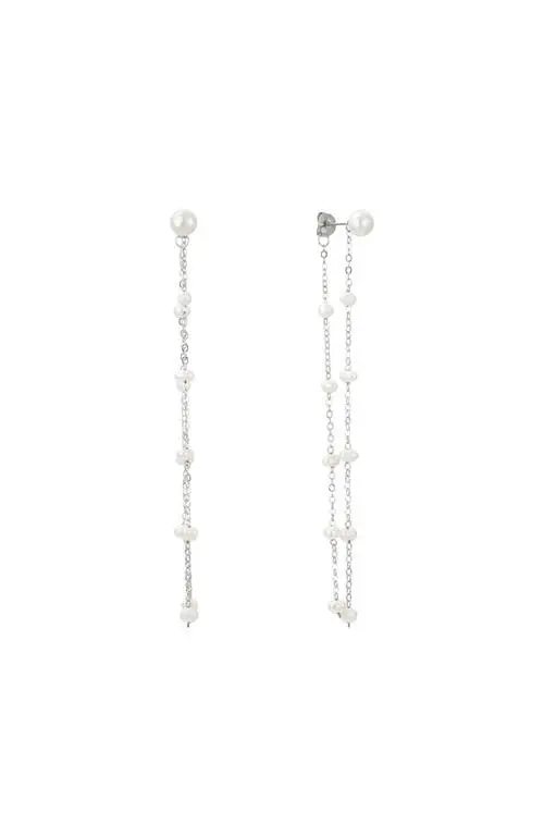 UNTAMED PETALS Lara Pearl Drop Earrings - Silver