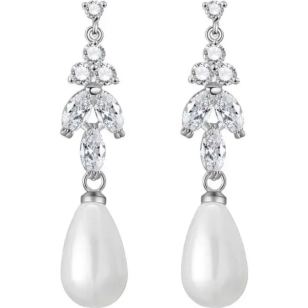 UNTAMED PETALS Leo Pearl And Crystal Drop Earrings - Silver