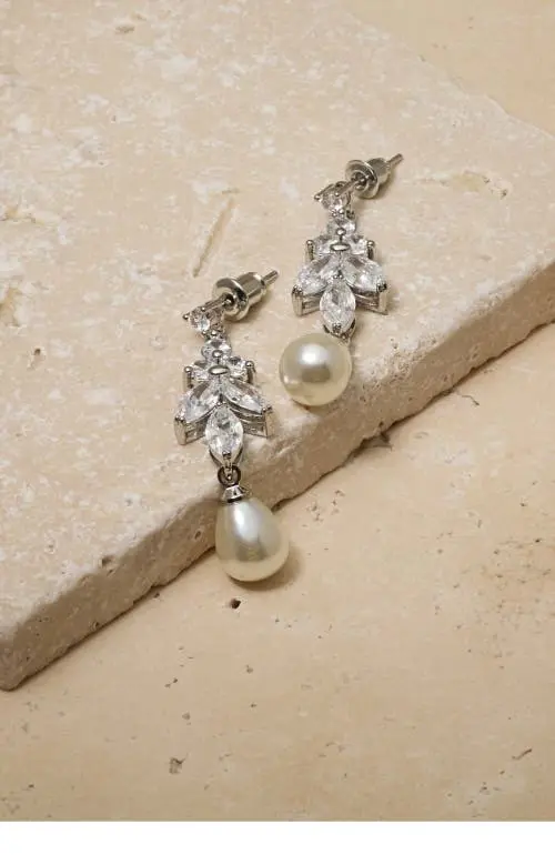 UNTAMED PETALS Leo Pearl And Crystal Drop Earrings - Silver