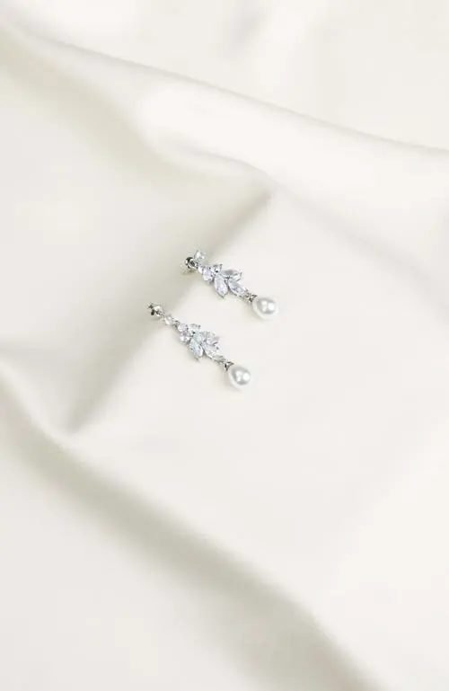 UNTAMED PETALS Leo Pearl And Crystal Drop Earrings - Silver
