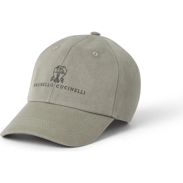 Brunello Cucinelli Baseball Cap With Embroidery - Khaki