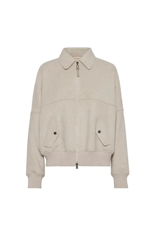 Brunello Cucinelli Double Fabric Bomber Jacket - Cool Beige
