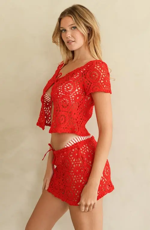 DIPPIN DAISY'S Salt Life Crochet Blouse Top - Cherry Cola