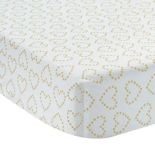 LAMBS & IVY Confetti Hearts 100% Cotton Baby Fitted Crib Sheet - Gold