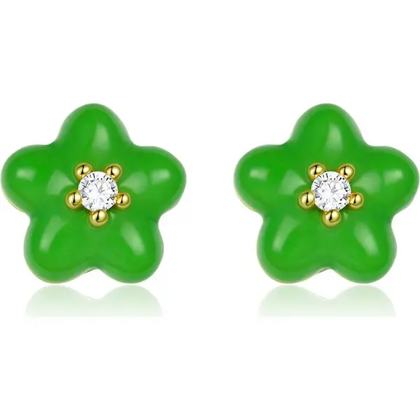 ANNA ZUCKERMAN Petit Daisy Stud Earrings - Green/yellow Gold