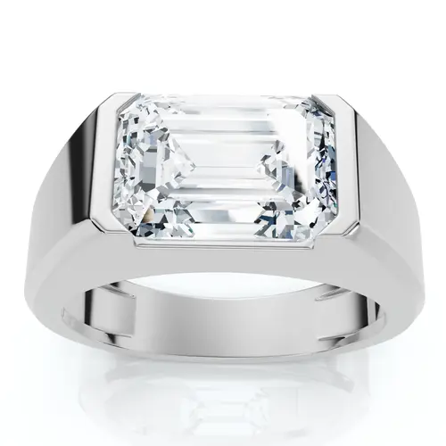 BLISS DIAMOND 3ct Emerald Cut Lab Grown Diamond Ring - 14k White Gold
