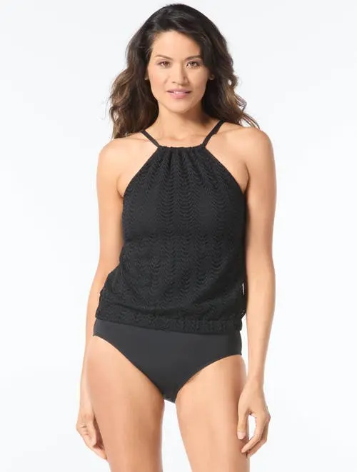 COCO CONTOURS Demeter High Neck Bra Sized Tankini Top - 001-black