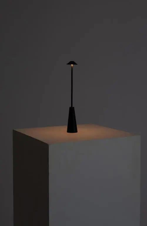 BRIGHTECH Enoki 12" Portable Usb-rechargeable Led Bistro Table Lamp With Slim Matte Black Stem And 3-way Touch Dimming