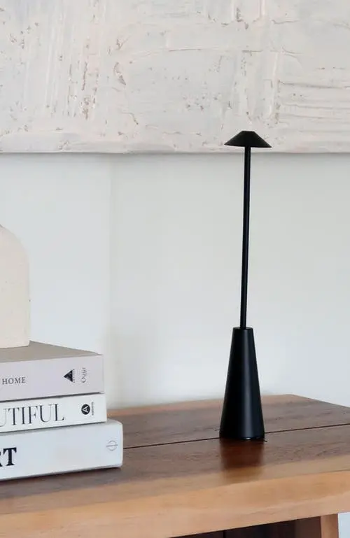 BRIGHTECH Enoki 12" Portable Usb-rechargeable Led Bistro Table Lamp With Slim Matte Black Stem And 3-way Touch Dimming