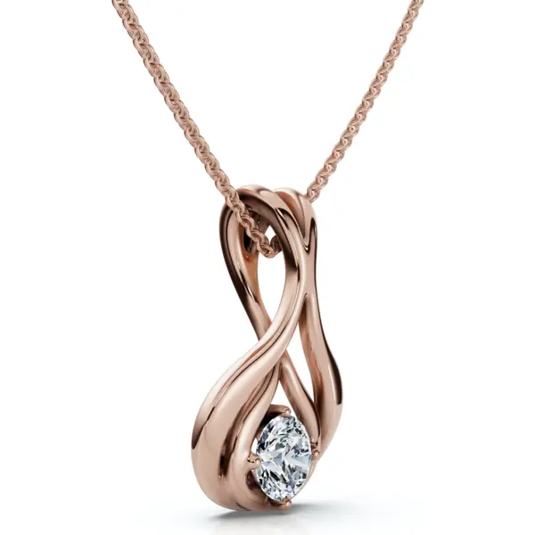 BLISS DIAMOND 1/5ct Solitaire Lotus Lab Grown Diamond Pendant Necklace - Rose Gold