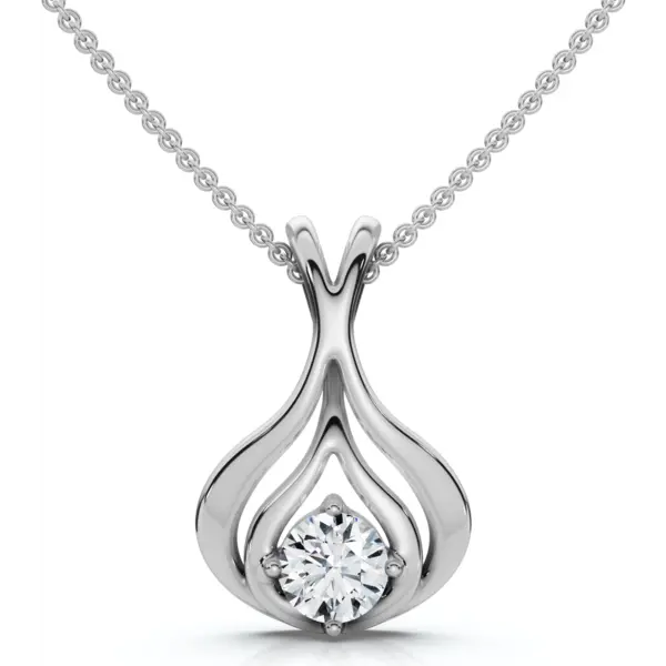 BLISS DIAMOND 1/5ct Solitaire Lotus Lab Grown Diamond Pendant Necklace - White Gold