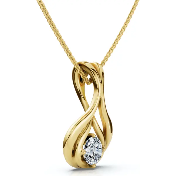 BLISS DIAMOND 1/5ct Solitaire Lotus Lab Grown Diamond Pendant Necklace - Yellow Gold