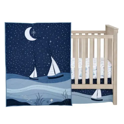 LAMBS & IVY Little Skipper 3-piece Crib Bedding Set - Blue