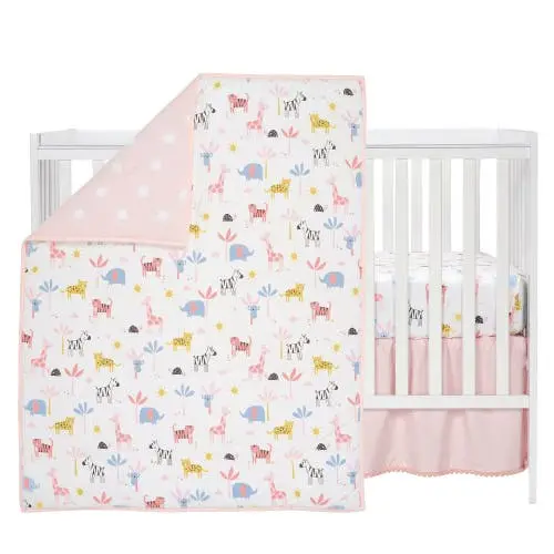 LAMBS & IVY Snuggle Jungle 3-piece Crib Bedding Set - Pink