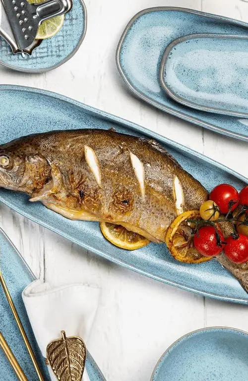 PORTO BRASIL Shallow Organic Oval Platter Large Set Of 4