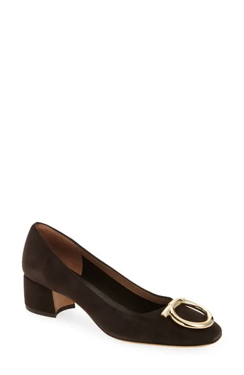 FERRAGAMO Mara Gancio Block Heel Pump - Testa Di Moro