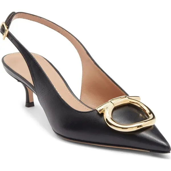 FERRAGAMO Sara Kitten Heel Slingback Pump - Nero