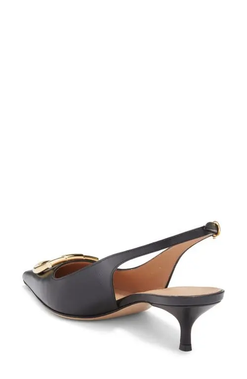 FERRAGAMO Sara Kitten Heel Slingback Pump - Nero