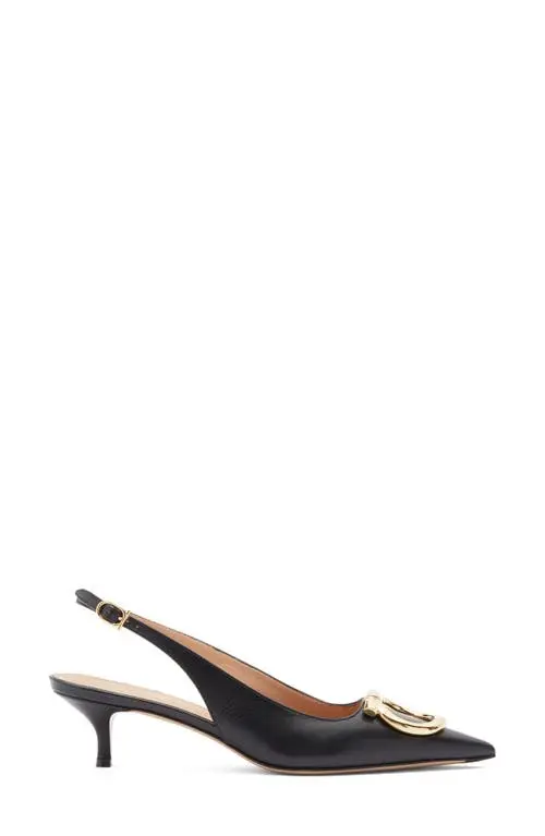 FERRAGAMO Sara Kitten Heel Slingback Pump - Nero