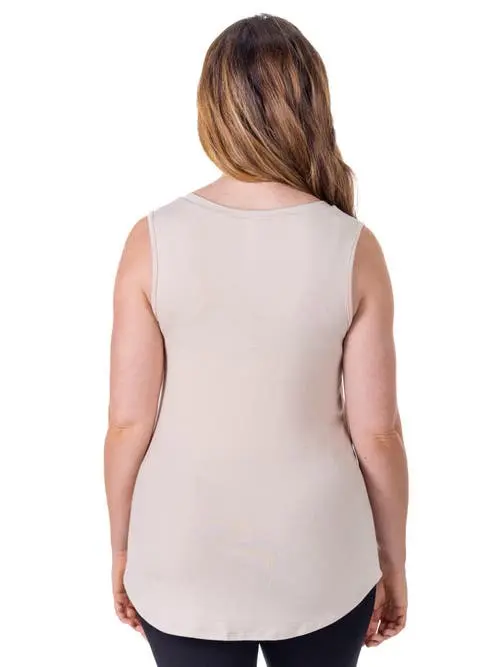 24SEVEN COMFORT APPAREL Petite V-neck Tunic Tank Top - Nude