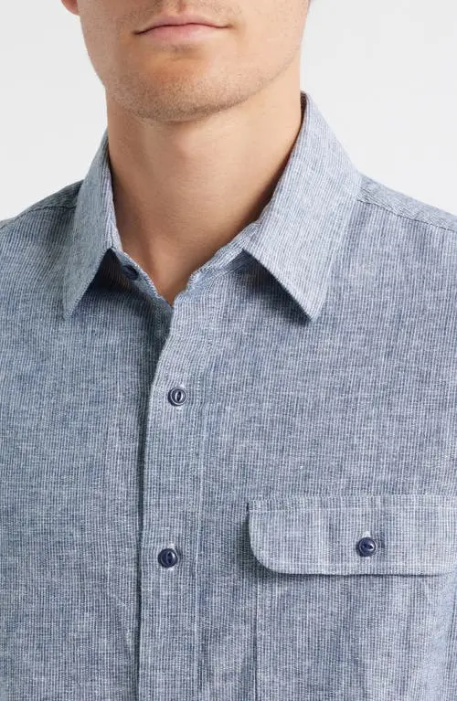 SCHOTT Linen & Cotton Button-up Work Shirt
