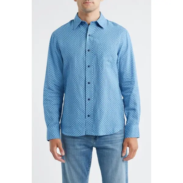 SCHOTT Calico Print Linen Button-up Shirt