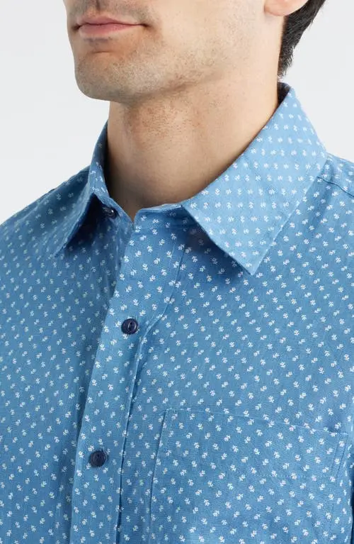 SCHOTT Calico Print Linen Button-up Shirt