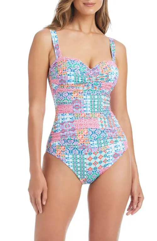 ROD BEATTIE Shirred Underwire One-piece Swimsuit - Multi Pink