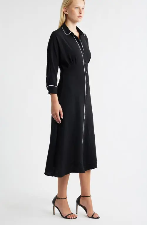 Halogen Pleated Long Sleeve Shirt Dress