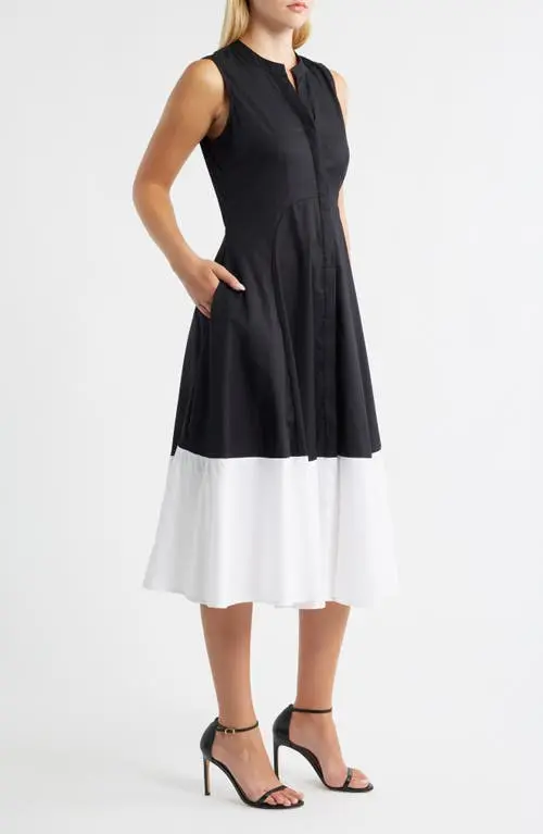 Halogen Colorblock Sleeveless Cotton Dress