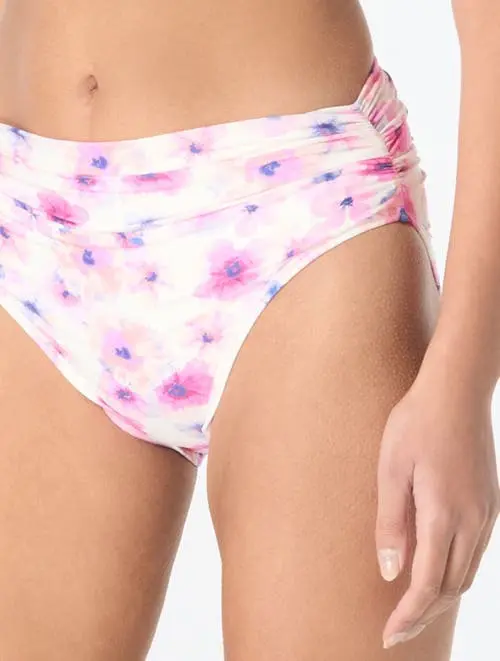 Carmen Marc Valvo Shirred Bikini Swim Bottom - White