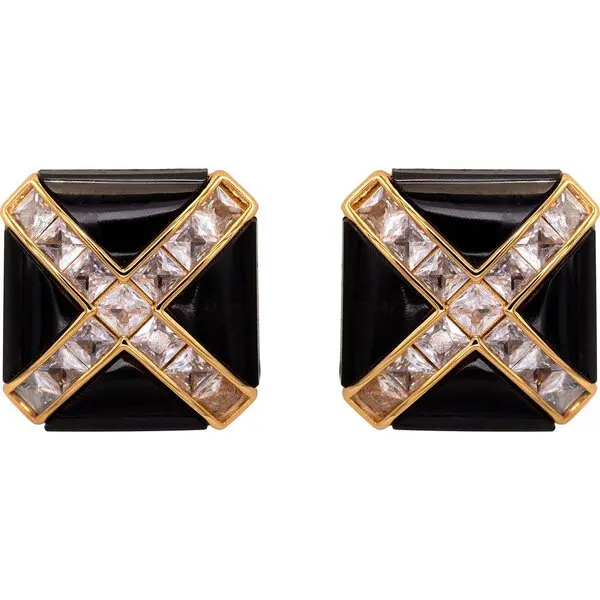 BLACK SUEDE STUDIO Cross Stud Earrings - Gold/black