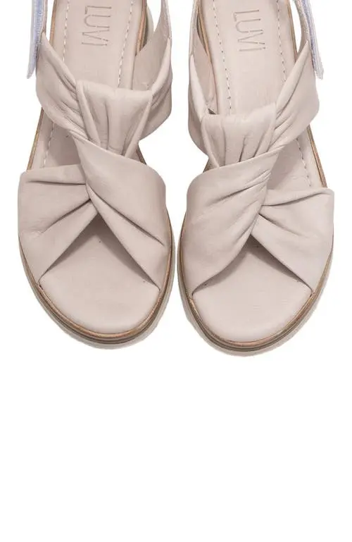 FOREVER & ALWAYS SHOES Oara Leather Sandal - Light Beige Leather